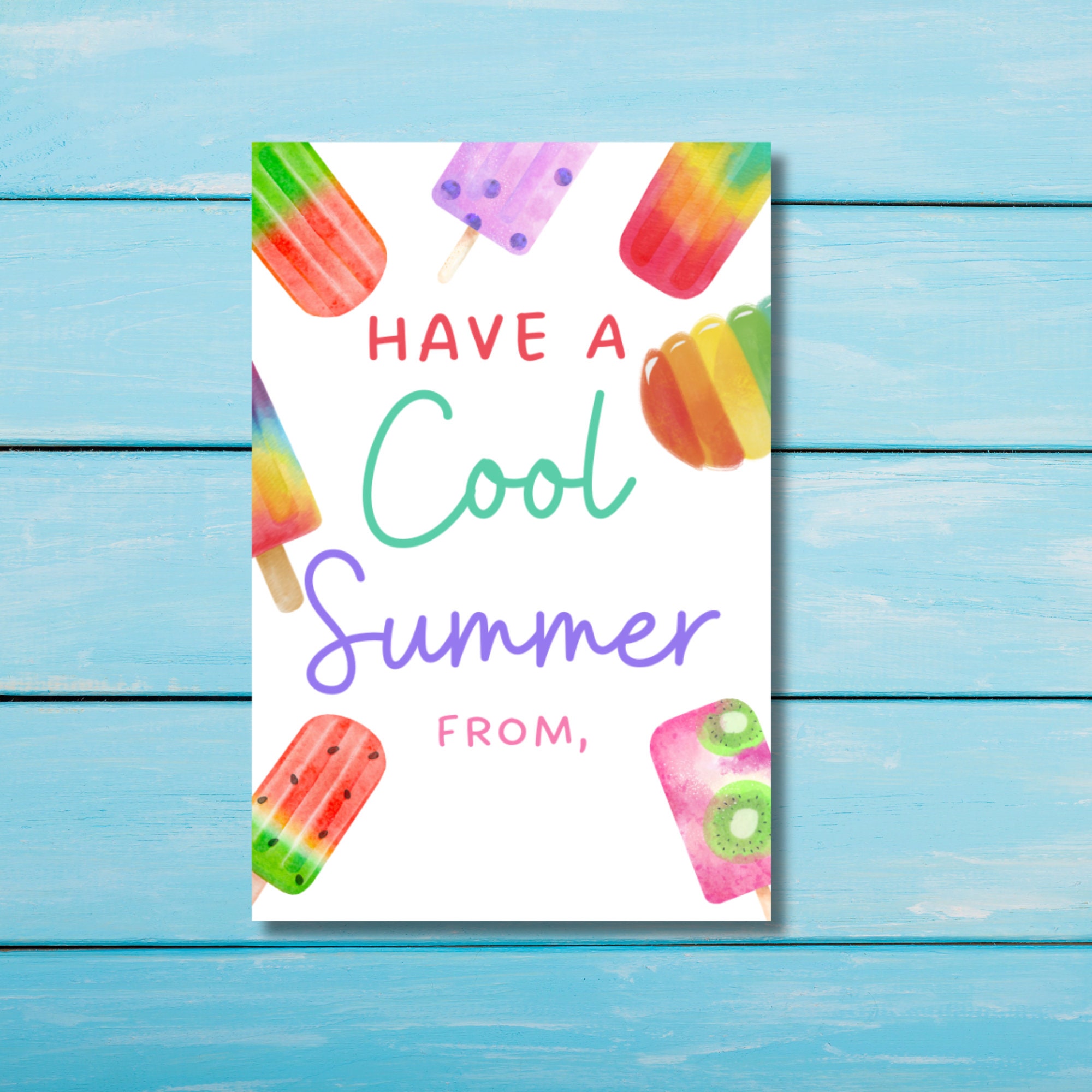 Popsicle Tag, Have a Cool Summer, End of School Year, Friend Gift ...