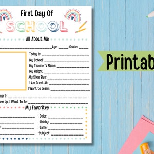 Back to School Printable, Back to School Questionnaire, School ...