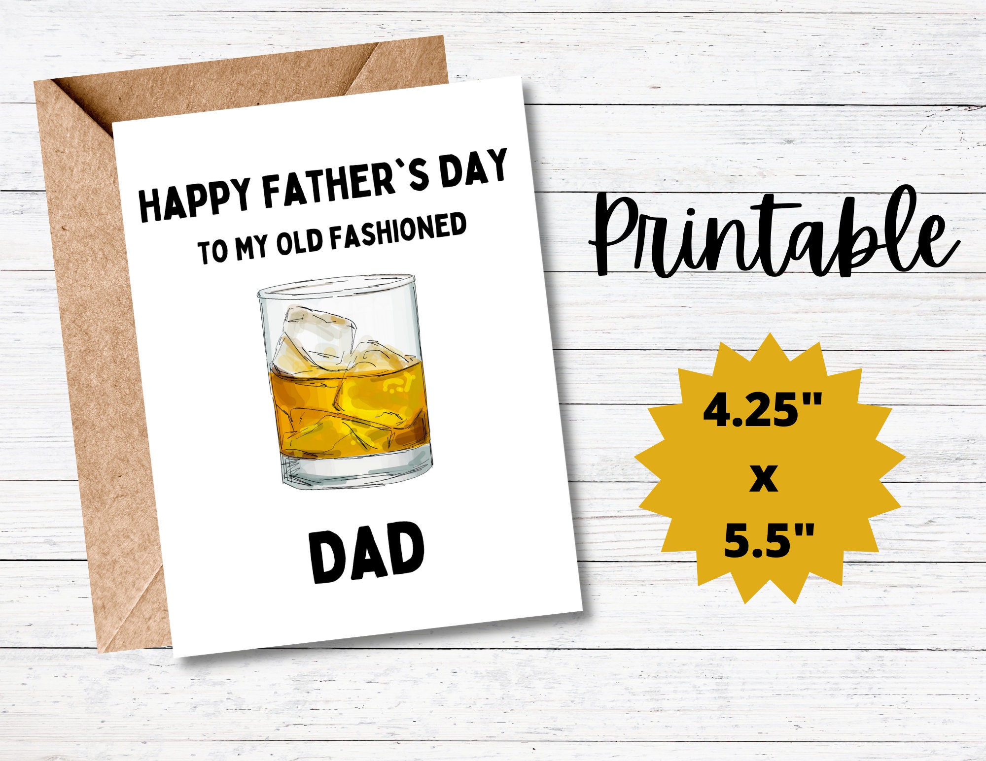 PRINTABLE Father's Day Card, Old Fashioned Dad, Happy Father's Day ...