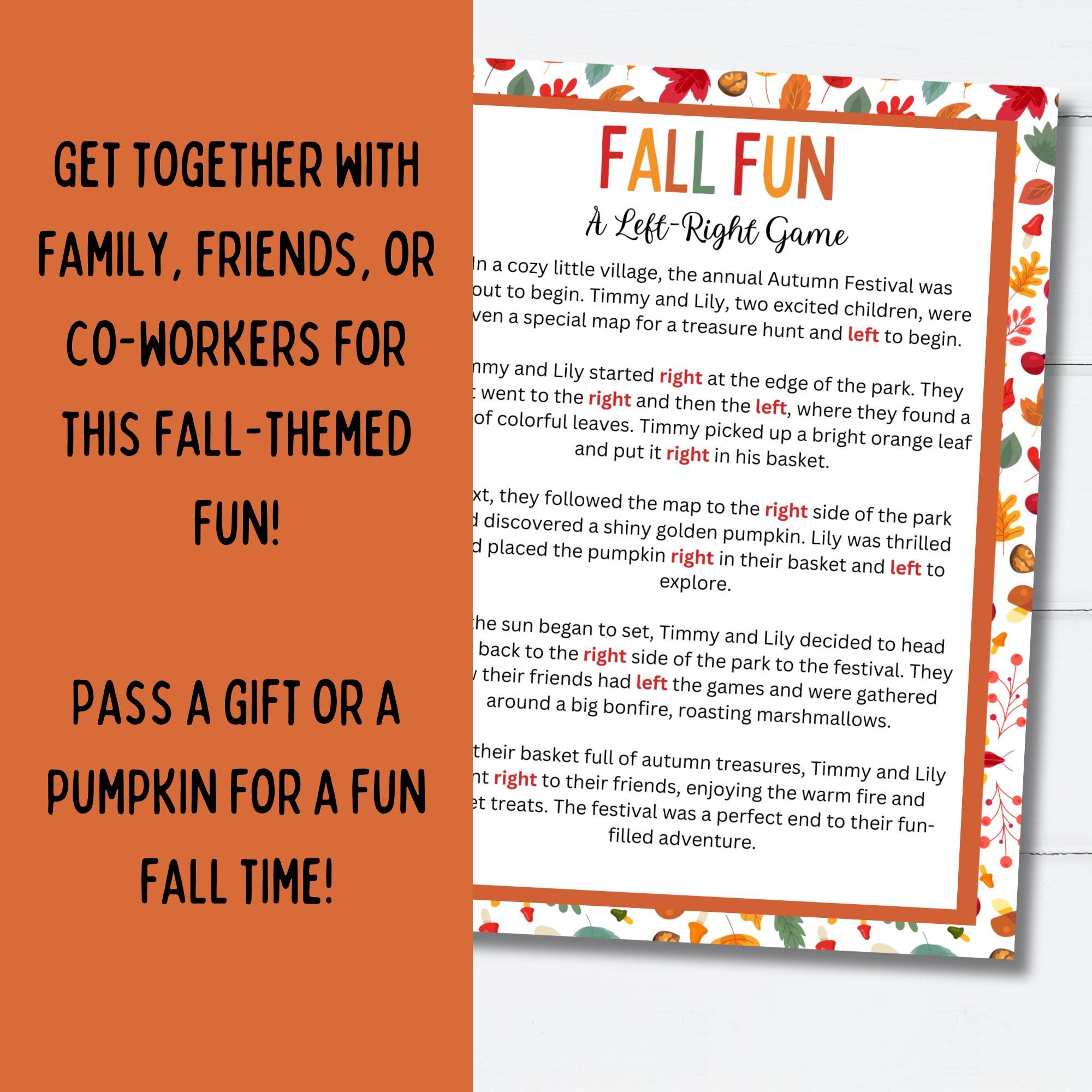Autumn Fun Left Right Game, Fall Games, Autumn Games, Fall Printables ...