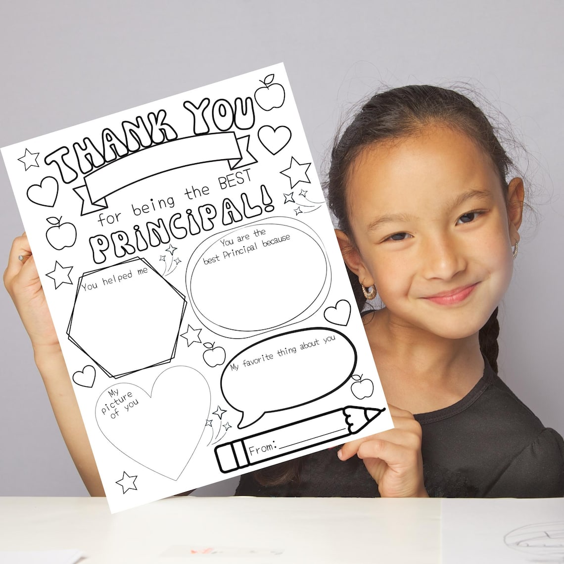 School Principal Appreciation Coloring Page • Printable Thank You Gift ...