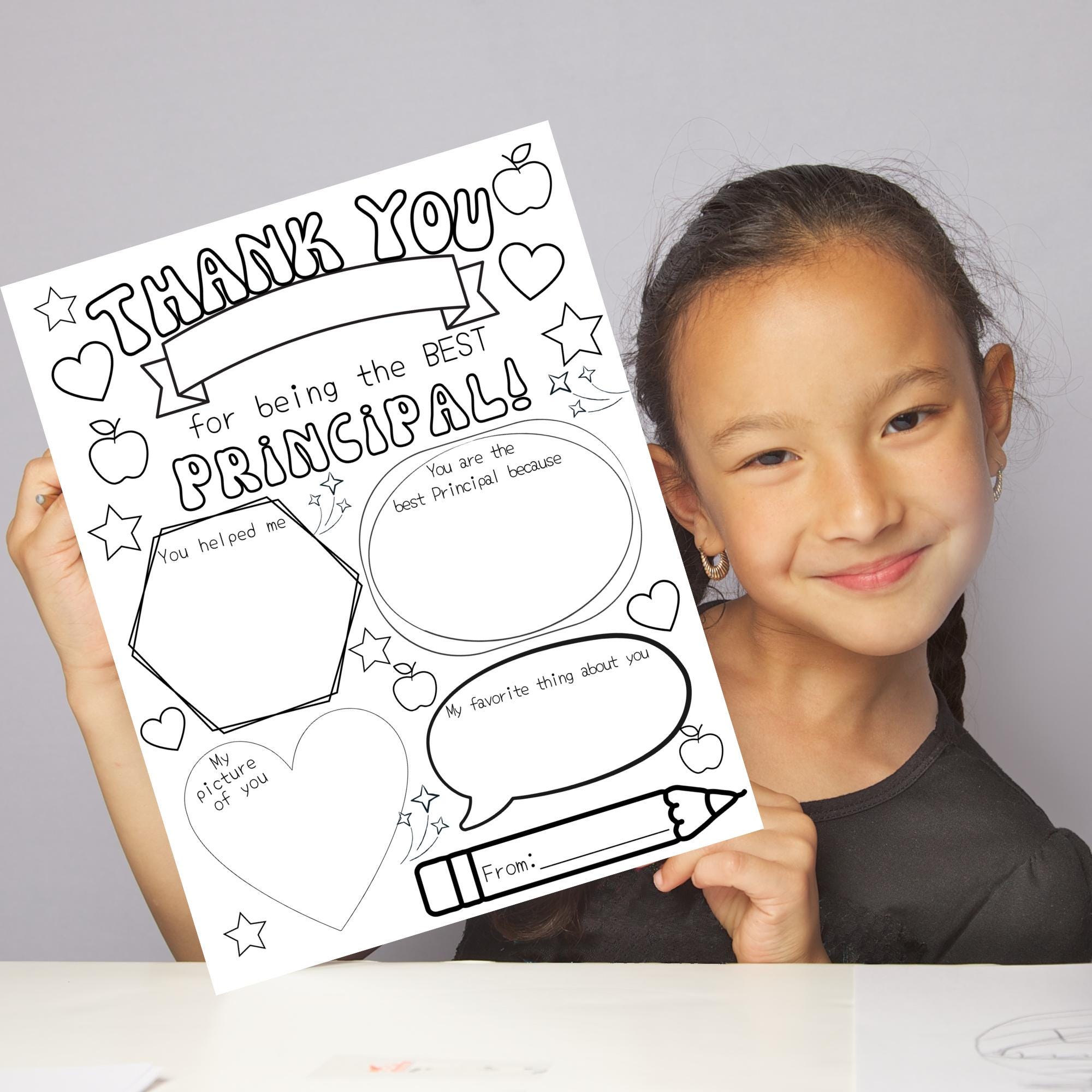 School Principal Appreciation Coloring Page • Printable Thank You Gift ...