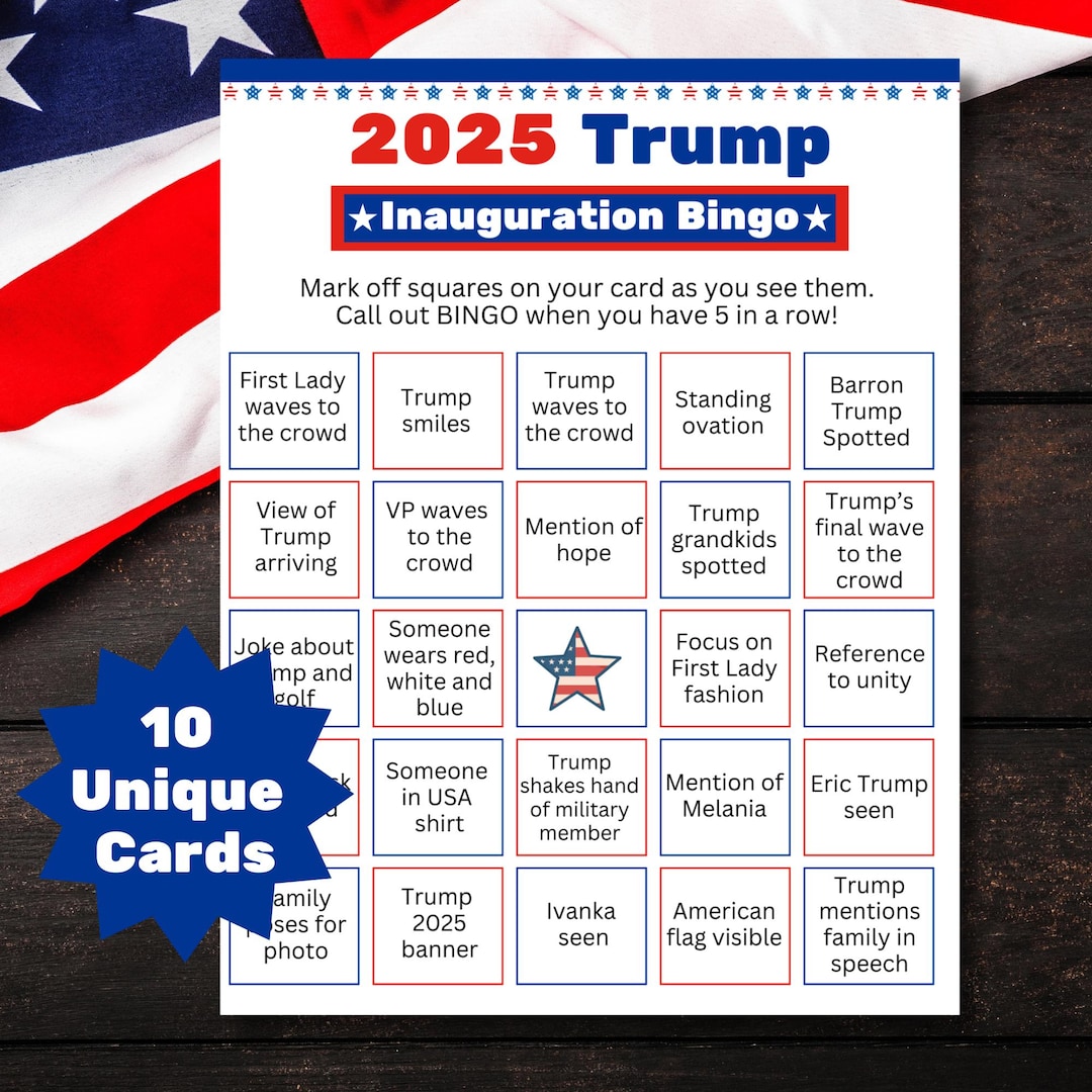 2025 Trump Presidential Inauguration Bingo Game, Presidential ...