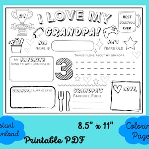 Father's Day Coloring Page, Grandfather Coloring Page, About Granddad ...
