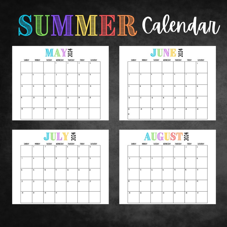 Printable Editable SUMMER 2024 Planner Bundle | Summer Calendar ...