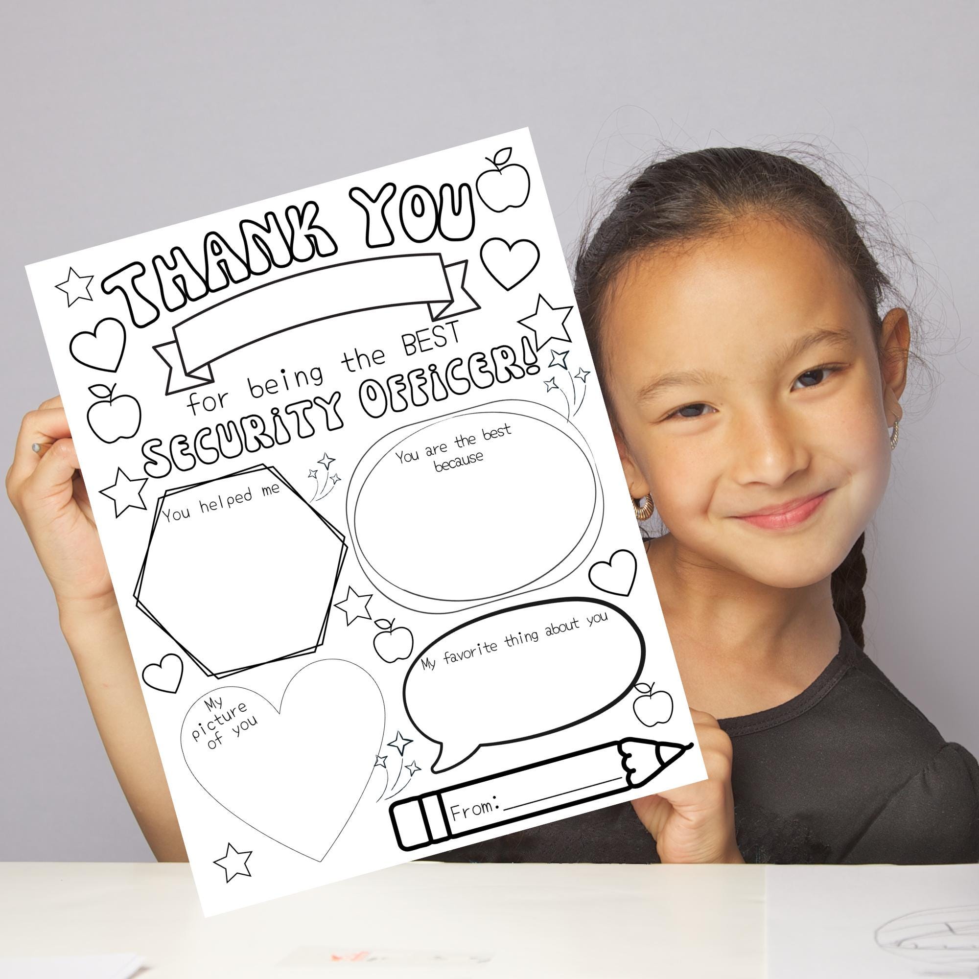School Security Officer Appreciation Coloring Page • Printable Thank ...