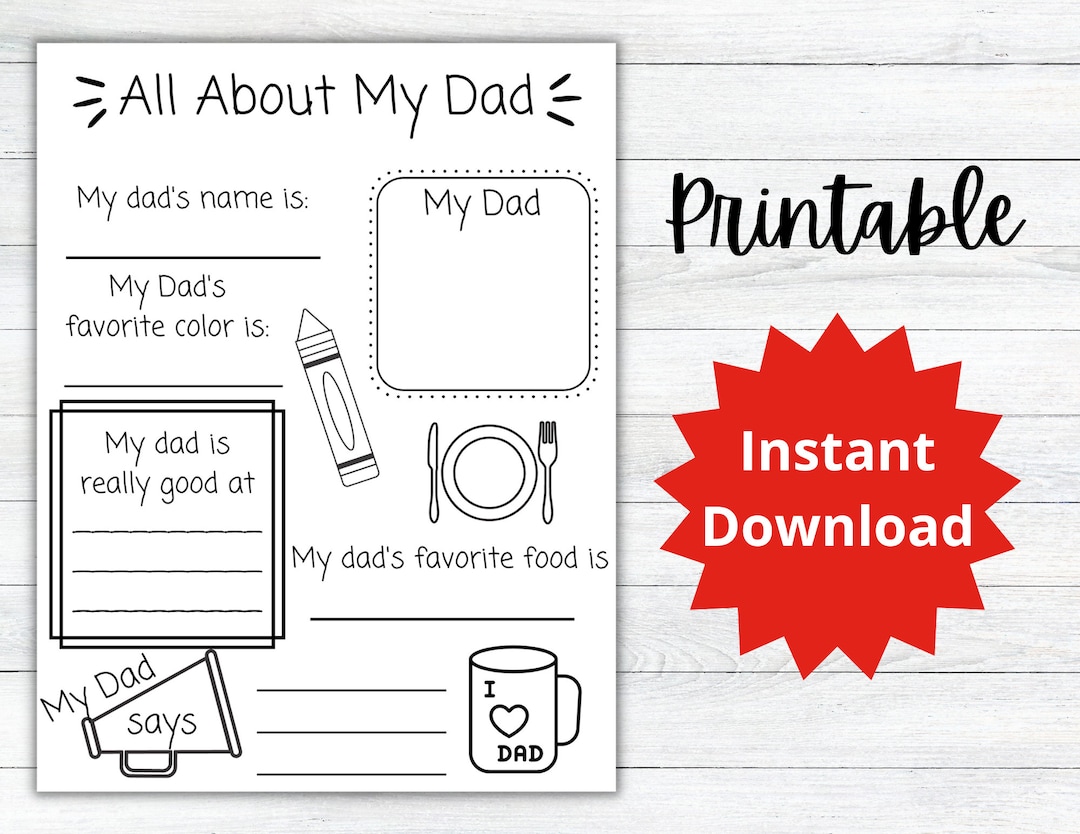 All About Dad, Questionnaire, Father's Day, Printable, Keepsake - Etsy