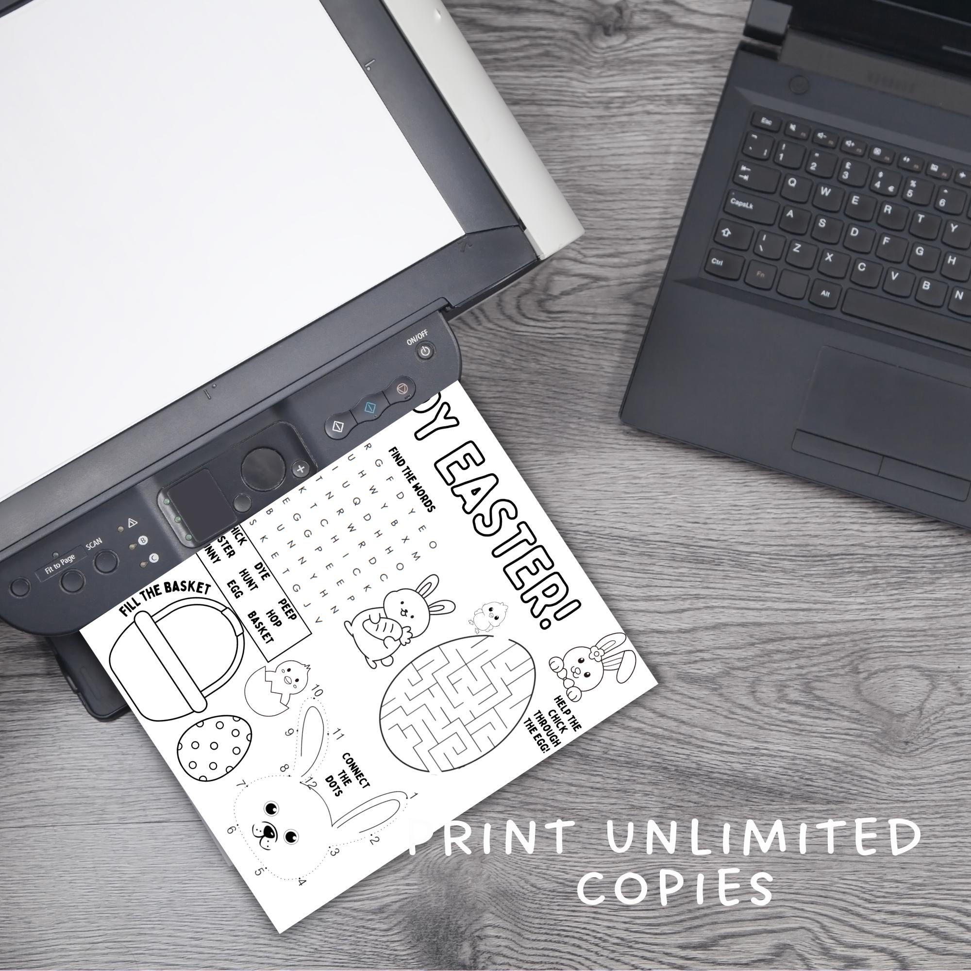 Easter Activity Placemat, Easter Coloring Page, Printable Easter Party ...