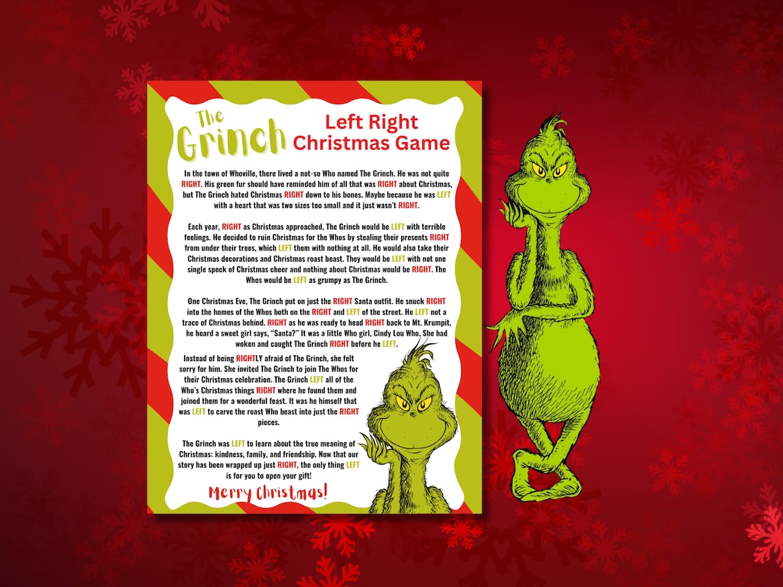 Grinch Left Right Christmas Game | Christmas Pass the Prize | Right ...