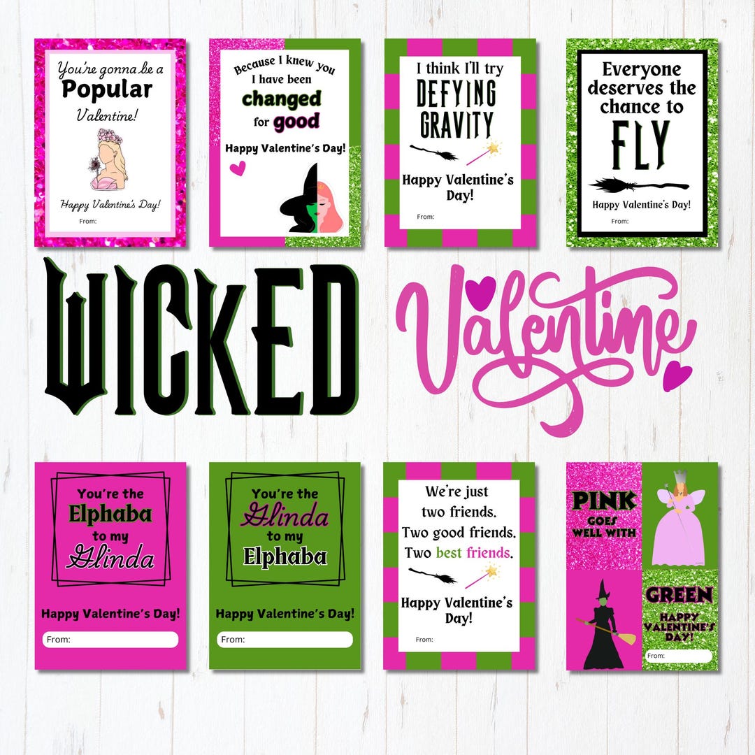 Wicked Inspired Classroom Valentine Cards for Kids · Mega Bundle ...
