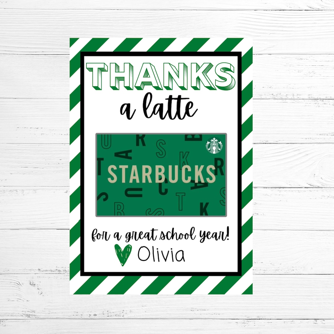 Starbucks Gift Card, Printable Gift Card Holder, Teacher Appreciation ...