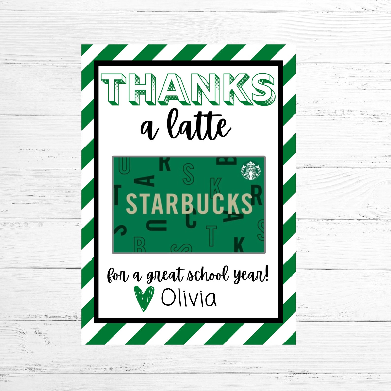 Starbucks Gift Card, Printable Gift Card Holder, Teacher Appreciation ...