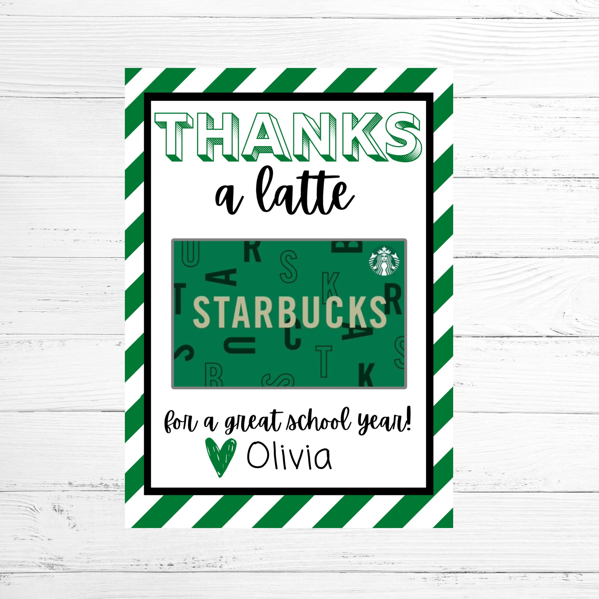 Starbucks Gift Card, Printable Gift Card Holder, Teacher Appreciation ...