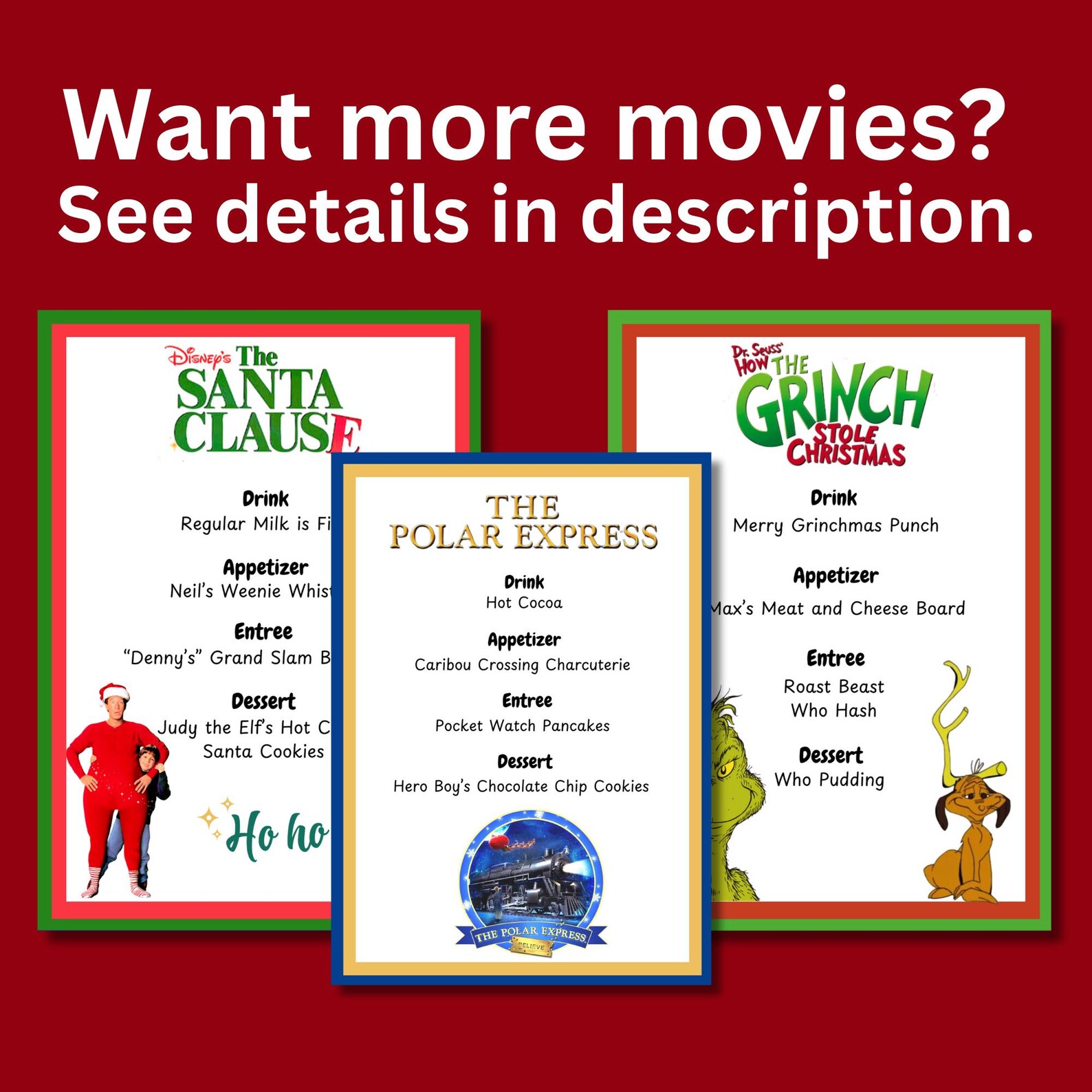 Polar Express, Christmas Dinner and a Movie Night Menu | Christmas ...