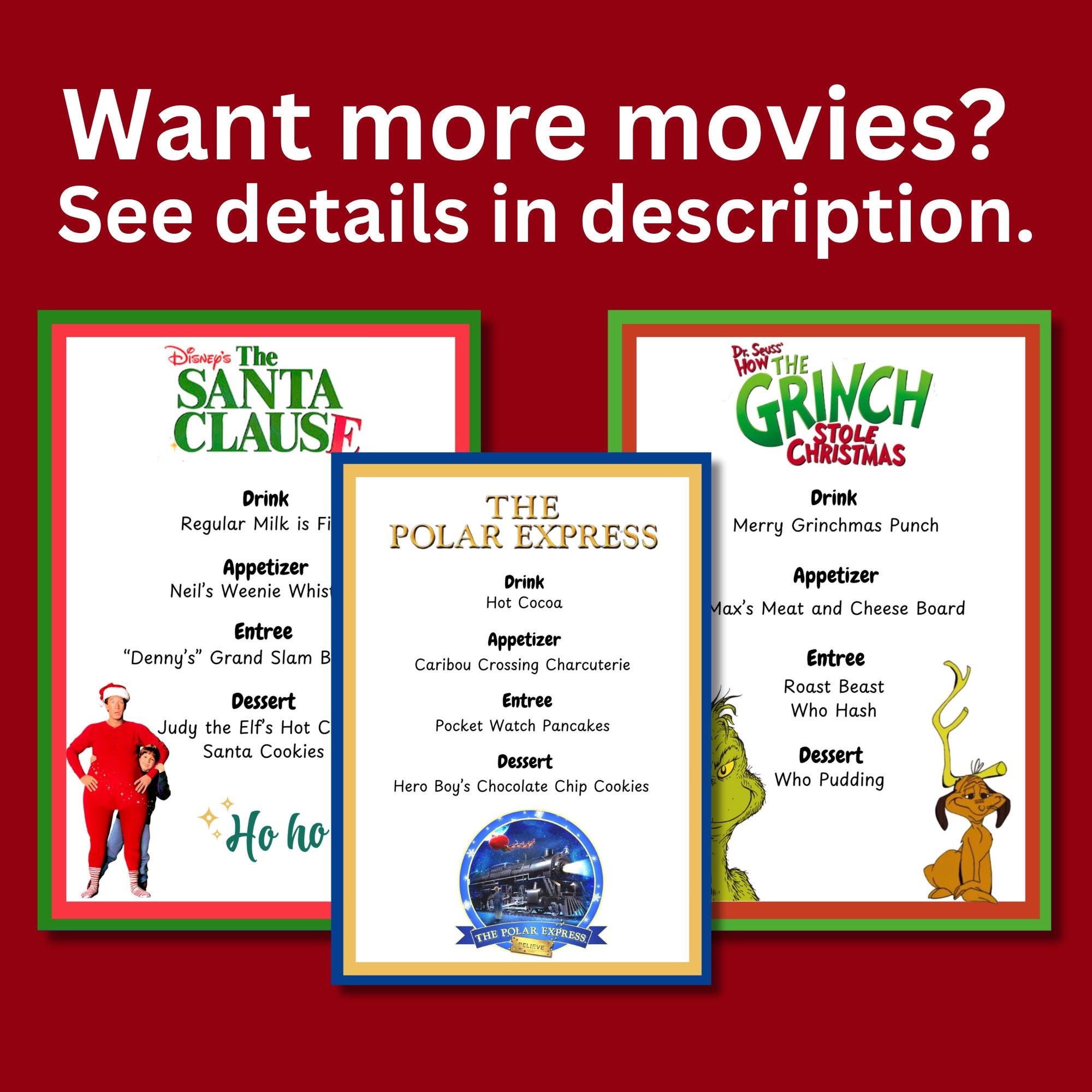 Polar Express, Christmas Dinner and a Movie Night Menu | Christmas ...