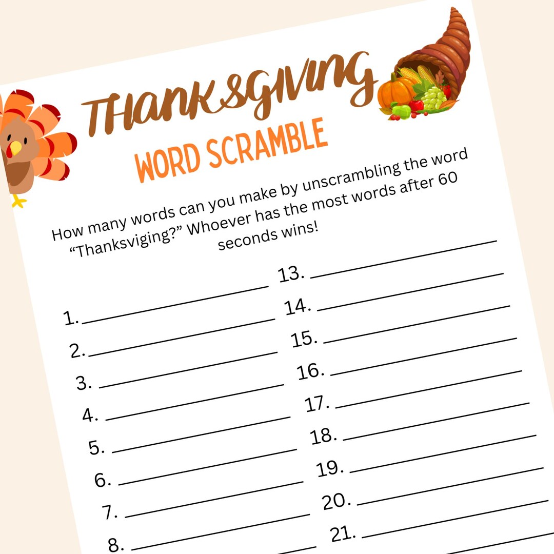 Turkey Scramble | Fun Thanksgiving Game | Printable Thanksgiving Game ...