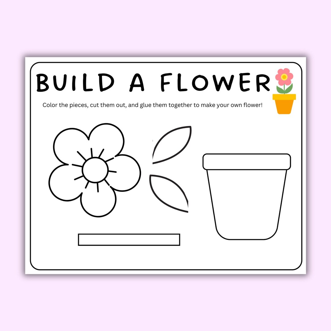 Build a Flower Printable Craft, Spring Paper Craft, Indoor Preschool ...