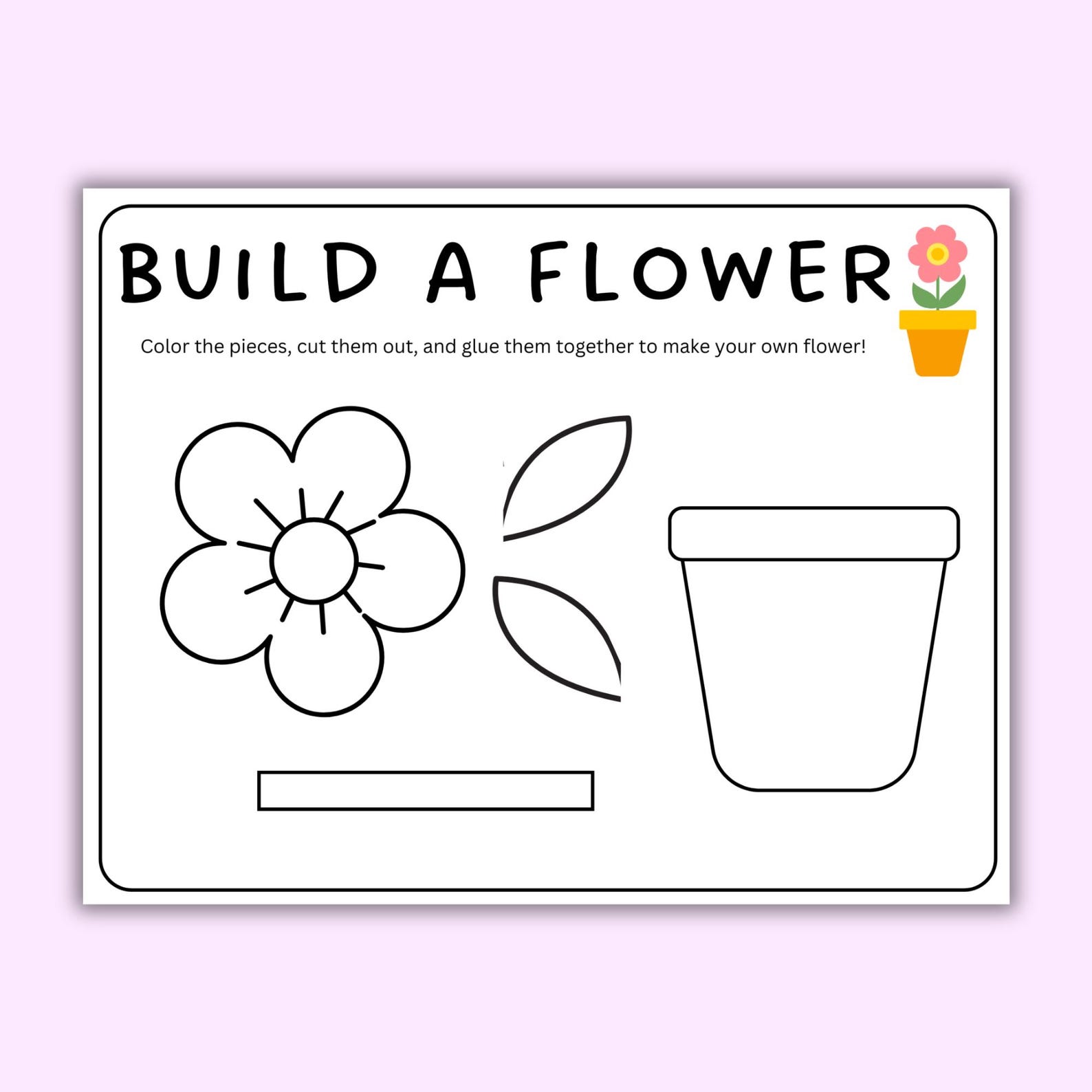 Build a Flower Printable Craft, Spring Paper Craft, Indoor Preschool ...