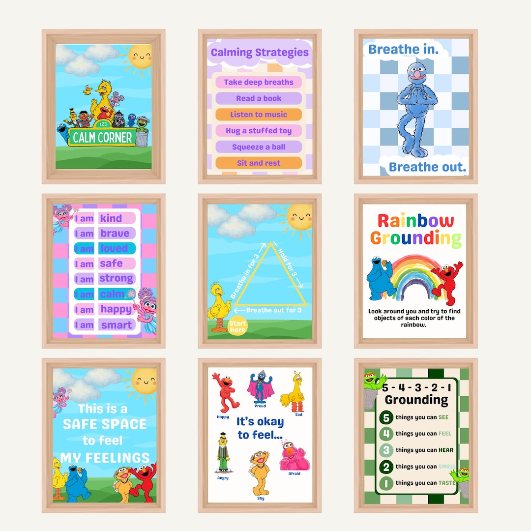 Sesame Street Calm Corner Printables | Emotional Regulation Posters for ...