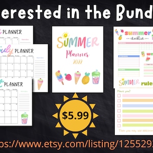 Printable Editable SUMMER Weekly Planner, Summer Activities, Summer ...