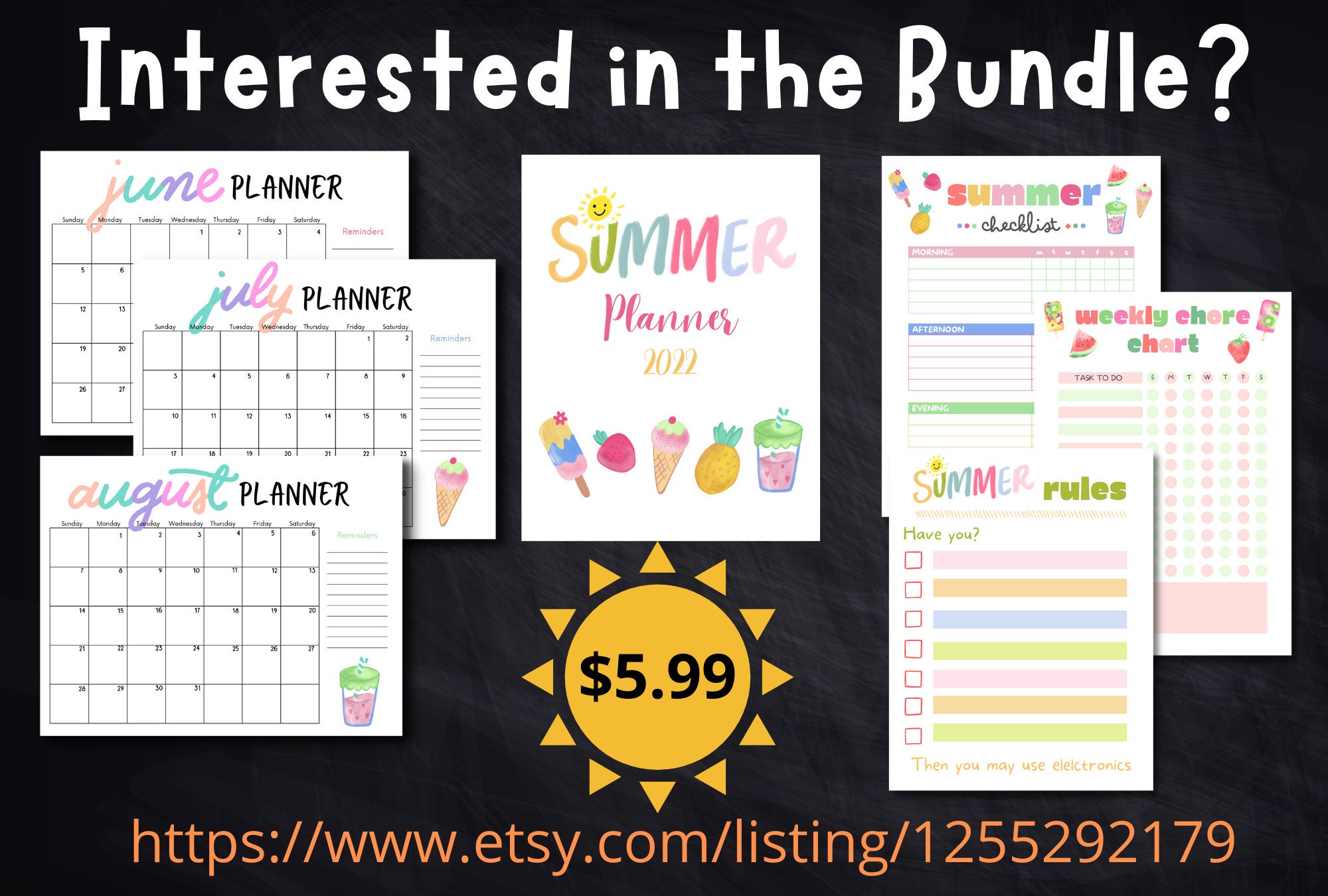 Printable Editable SUMMER Weekly Planner, Summer Activities, Summer ...