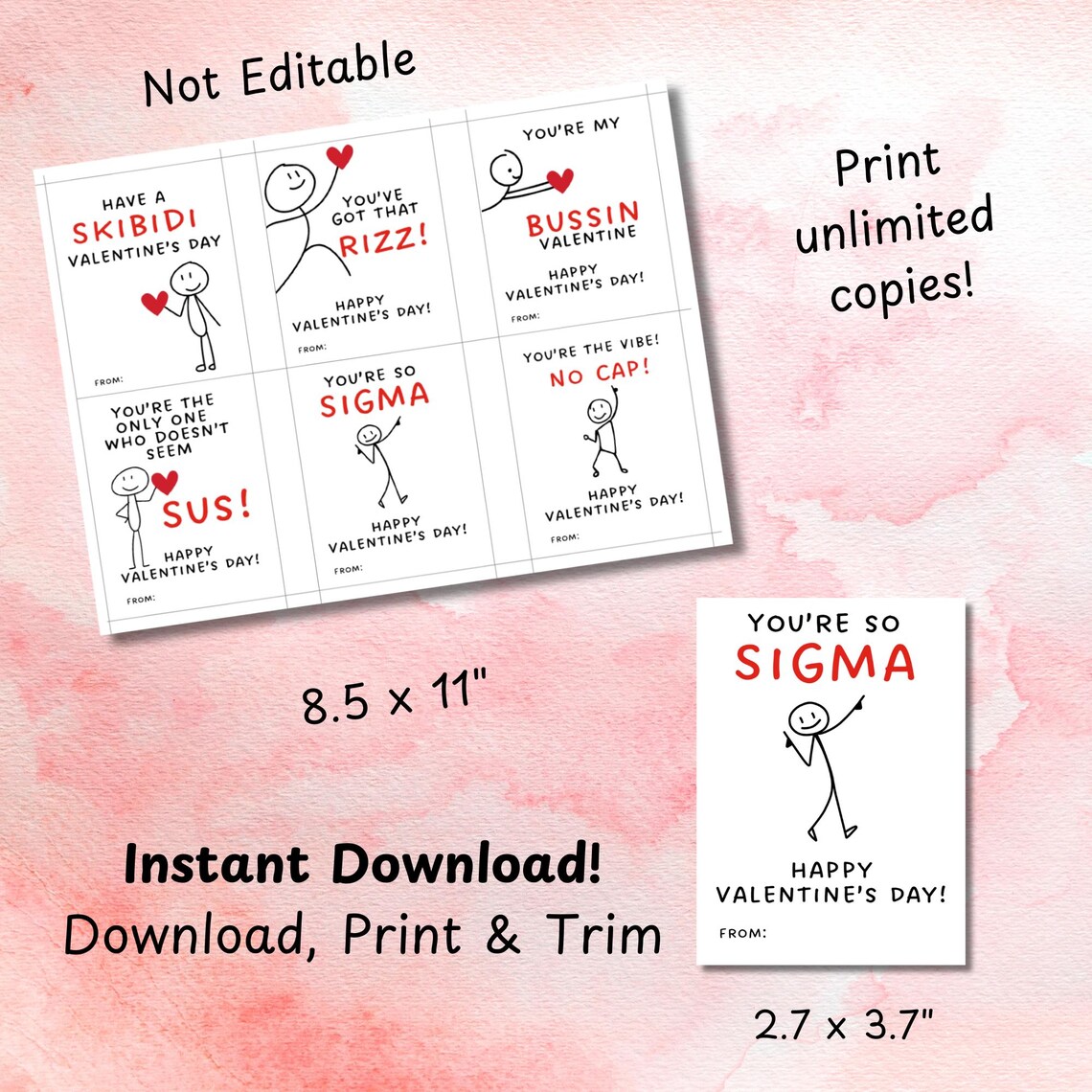 Slang Kids Valentine's Day Cards, Funny Printable Classroom Valentine ...