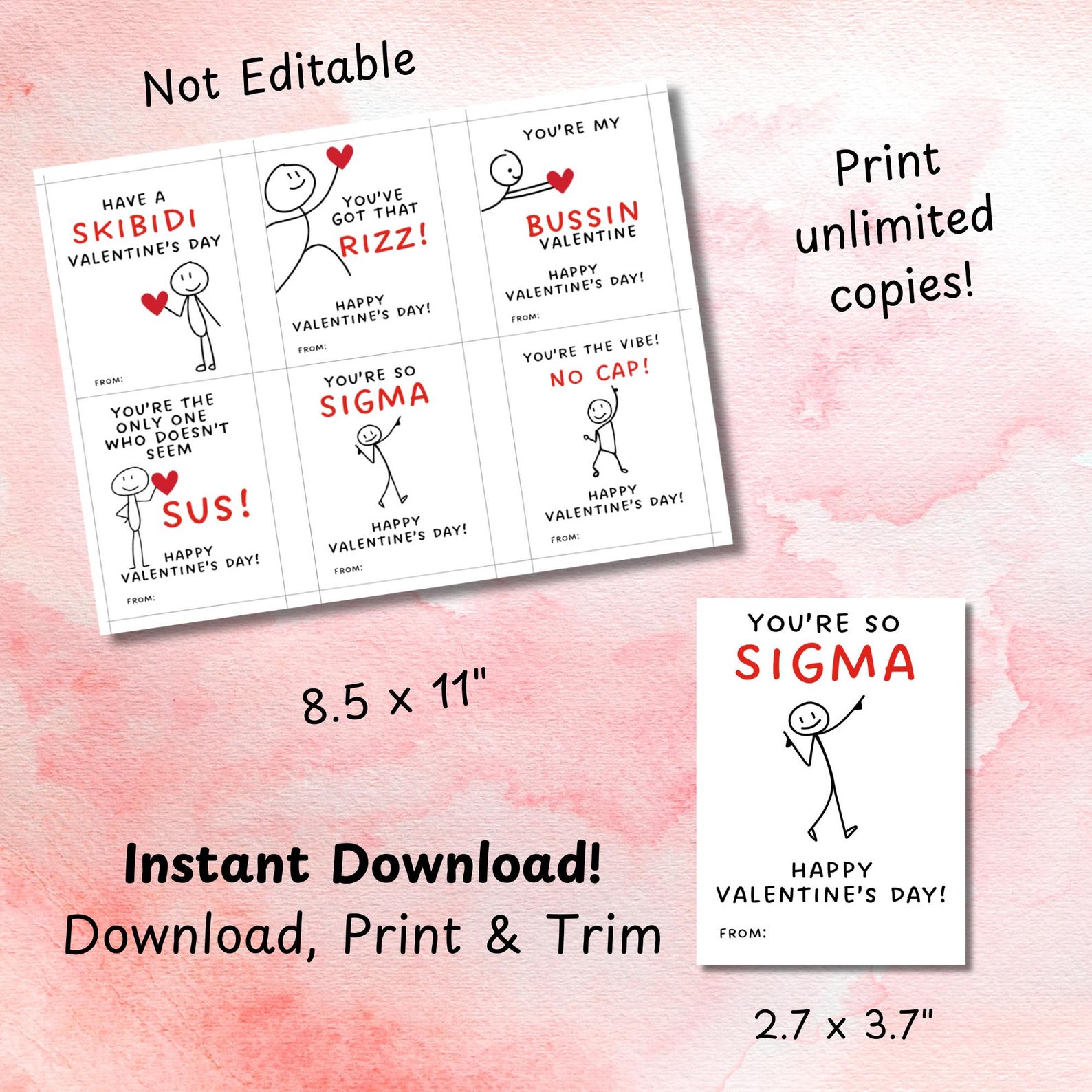 Slang Kids Valentine's Day Cards, Funny Printable Classroom Valentine ...