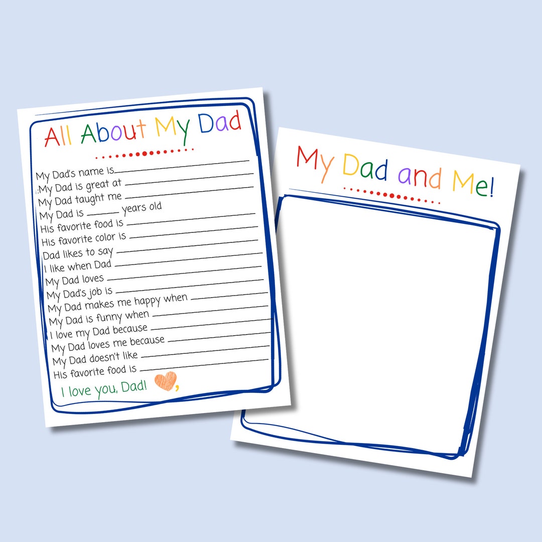 FATHER'S DAY GIFT | All About My Dad Printable | |kids Fathers Day ...