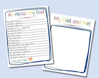 FATHER'S DAY GIFT | All About My Dad Printable | |kids Fathers Day ...