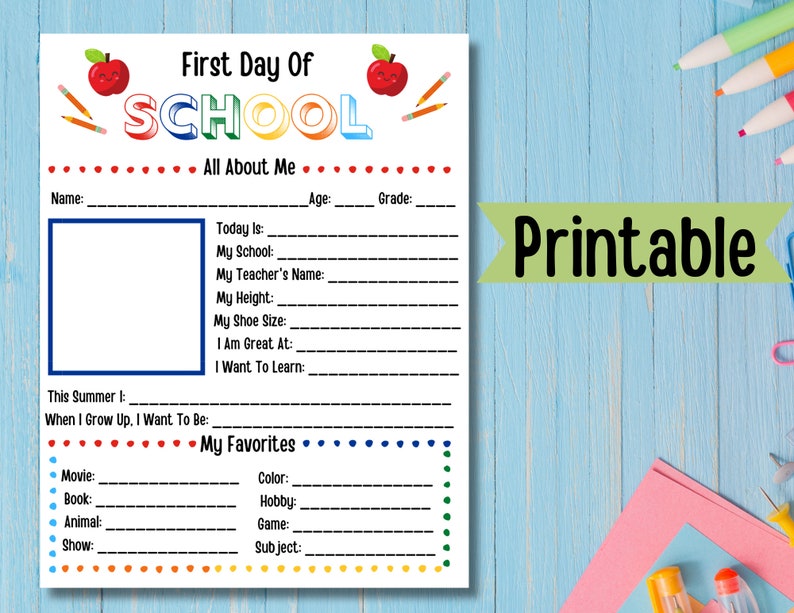 Back to School Printable, Back to School Questionnaire, School ...