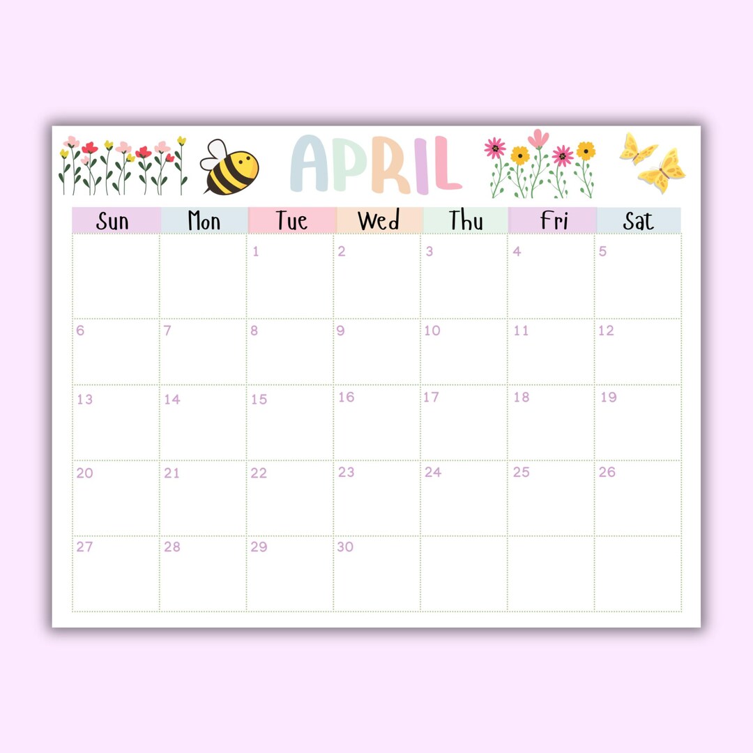 April 2025 Calendar, Happy Easter Day With Spring, Printable Planner ...