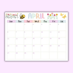 April 2025 Calendar, Happy Easter Day With Spring, Printable Planner ...