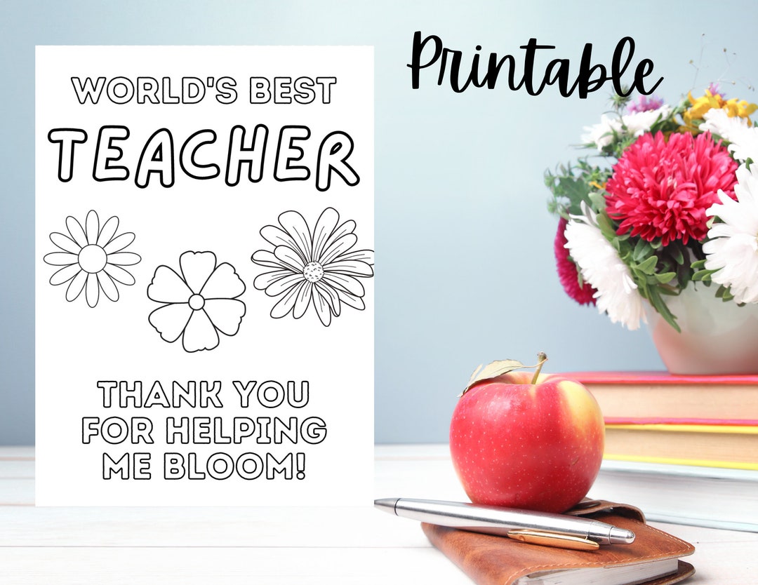 Teacher Appreciation Coloring Card, Printable, Coloring Page, Teacher ...