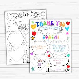 Coach Appreciation Coloring Page • Printable Thank You Gift • Sports ...