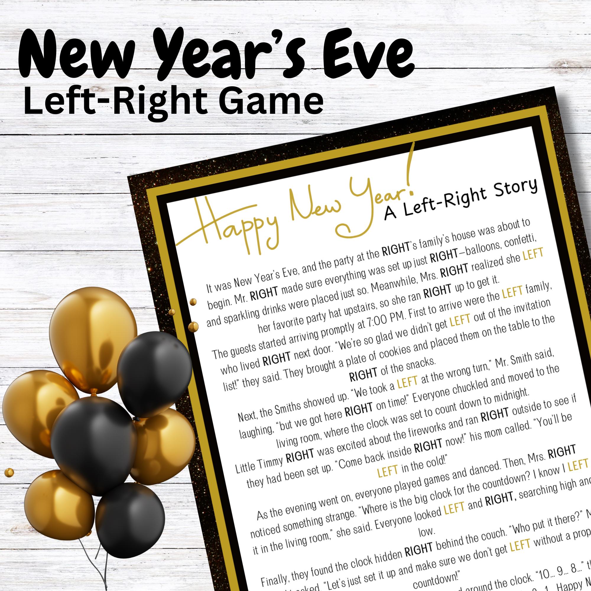 New Year's Left Right Game | Printable New Year's Eve Left Right Story ...