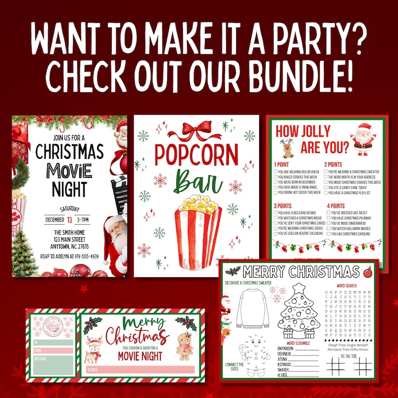 7 Christmas Dinner and a Movie Night Menus | Christmas Movie Night ...