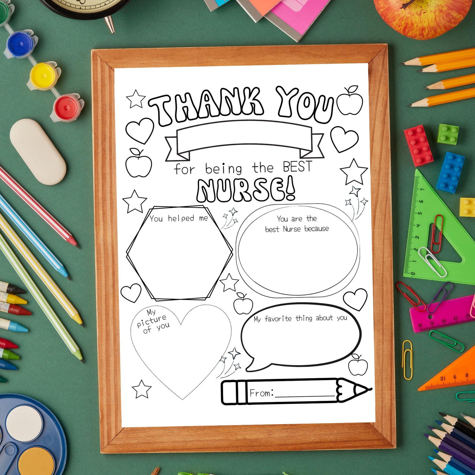 School Nurse Appreciation Coloring Page • Printable Thank You Gift ...