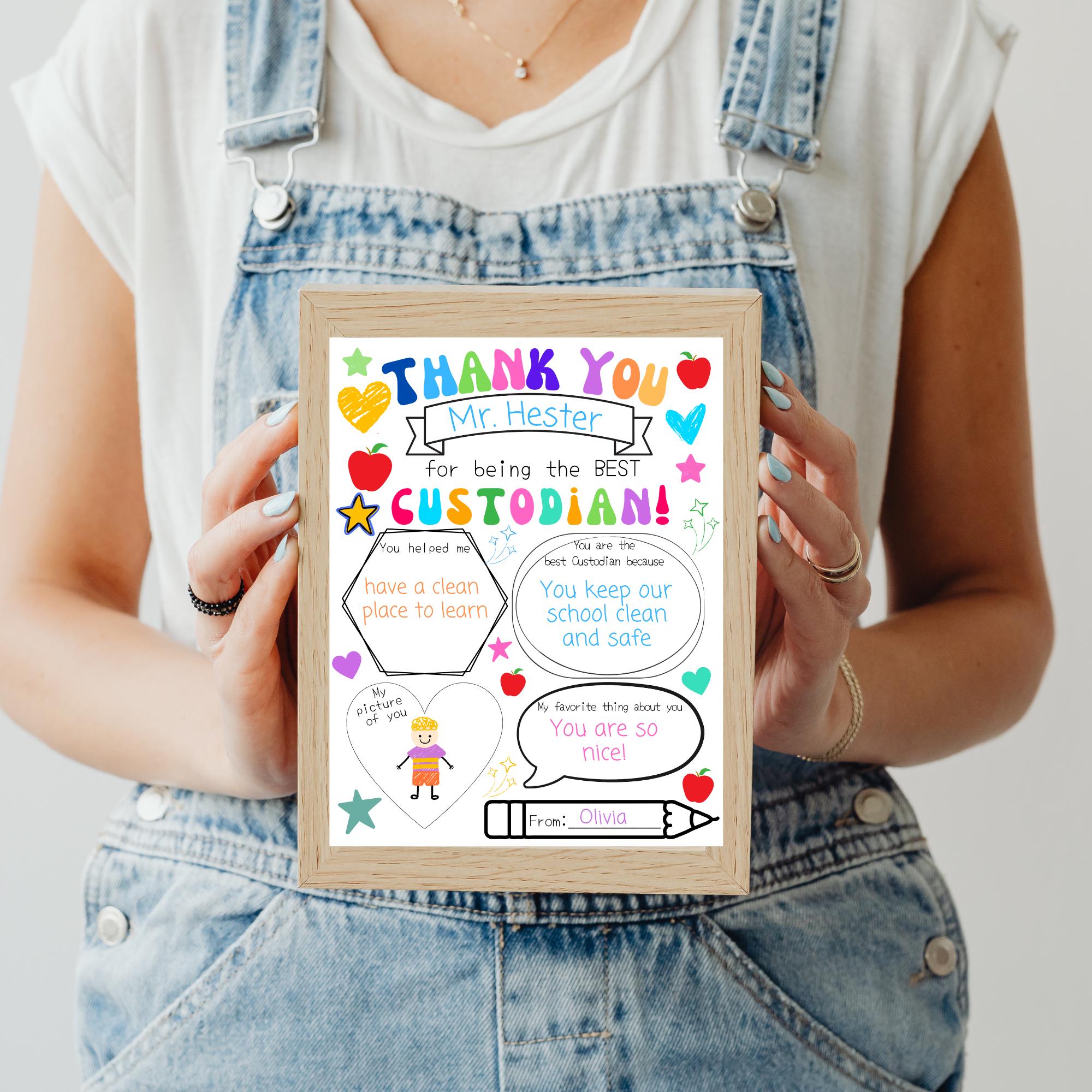Custodian Appreciation Coloring Page • Printable Thank You Gift ...