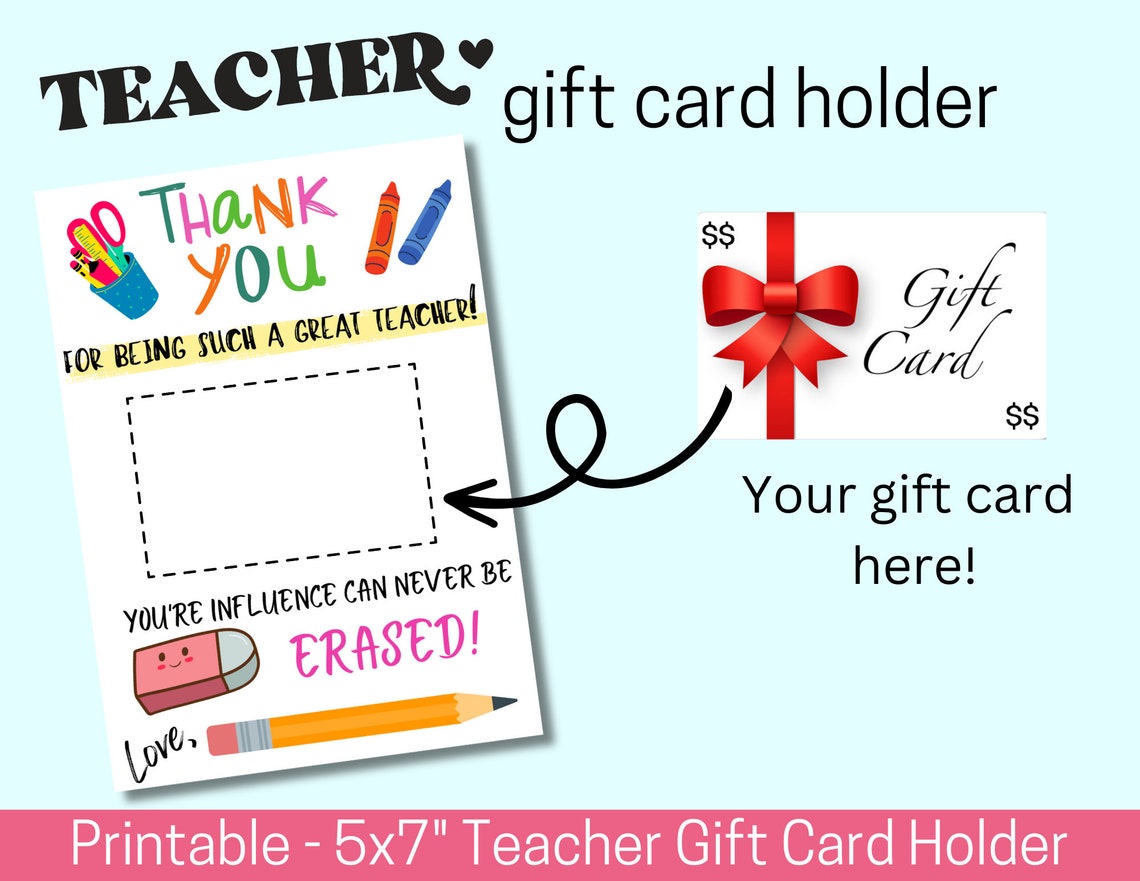 End of Year Teacher Gift Card Holder Printable Teacher Appreciation ...