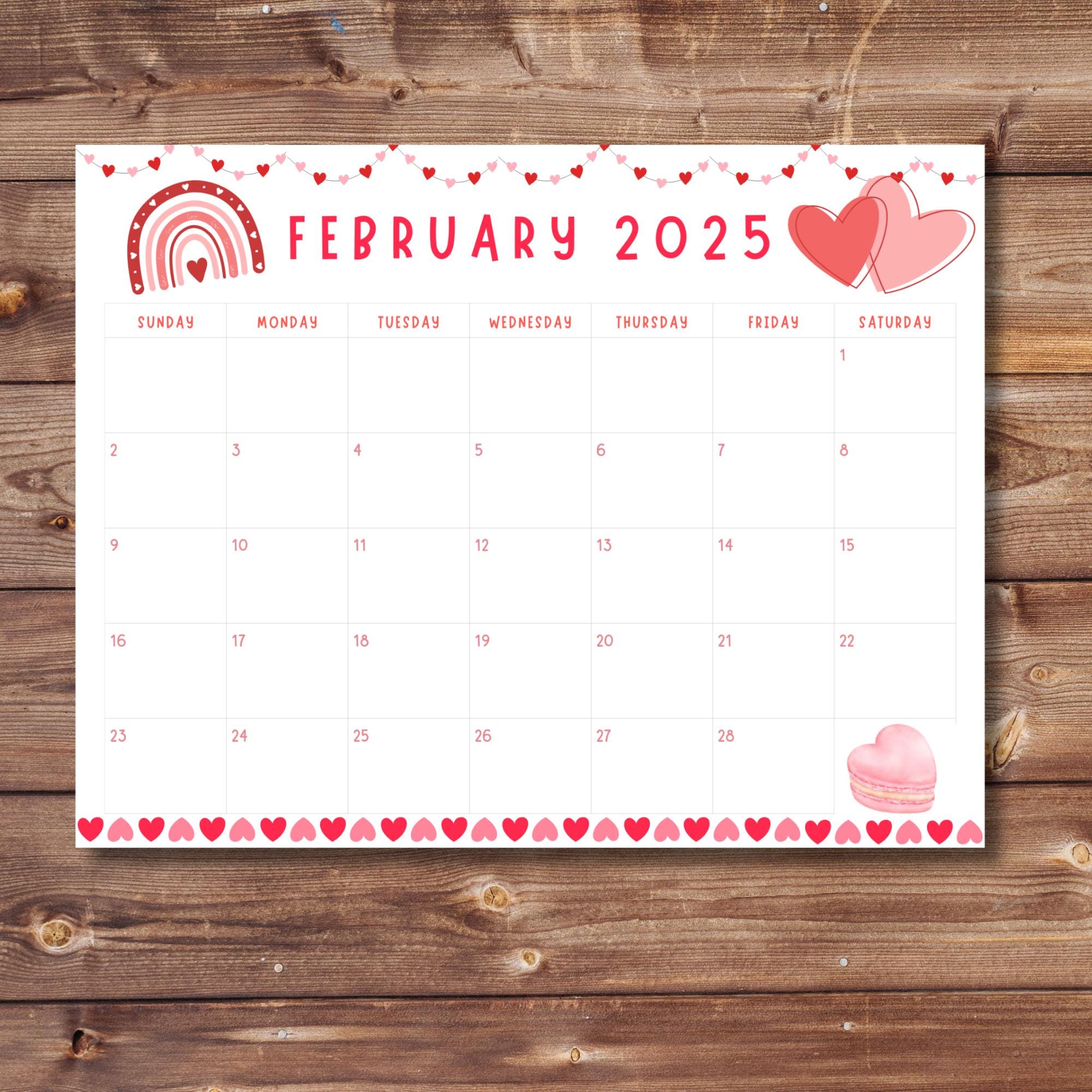 2025 Calendar Printable, Cute Kids Calendar 2025, Wall Calendar PDF ...