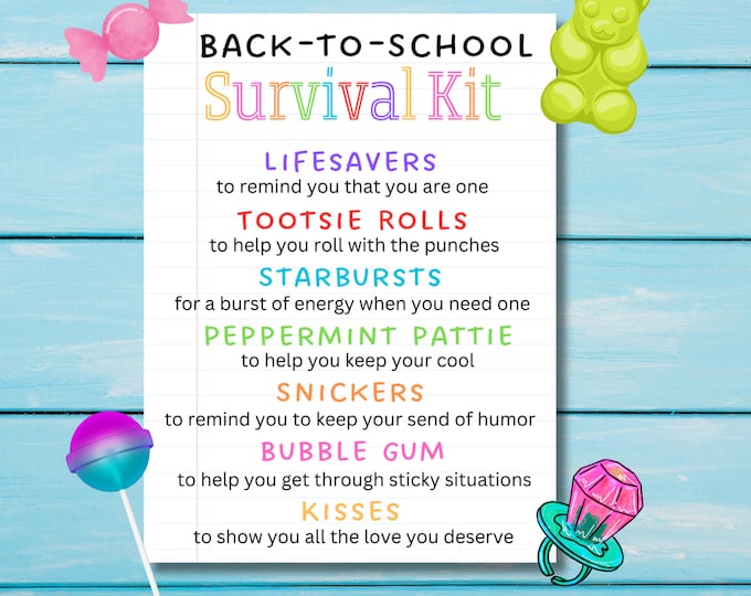 Back-to-school Survival Kit Gift Tags, Great Idea for Kids or as ...