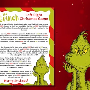 Grinch Left Right Christmas Game Christmas Pass the Prize Right Left ...