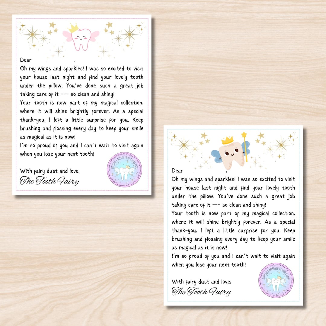 Tooth Fairy Letter, Printable Digital Download, Tooth Fairy Gift, Tooth ...