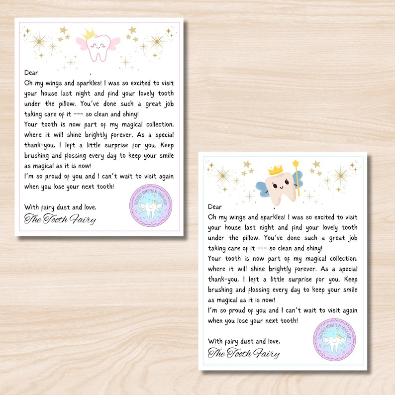 Tooth Fairy Letter, Printable Digital Download, Tooth Fairy Gift, Tooth ...