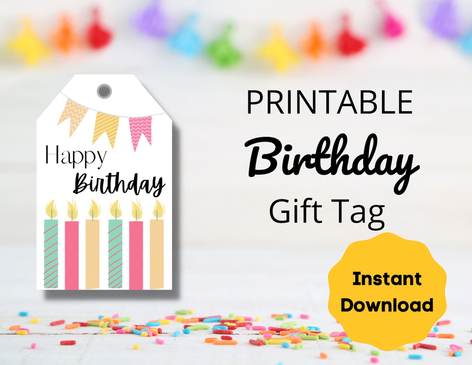 Happy Birthday Gift Tag, Printable - Etsy