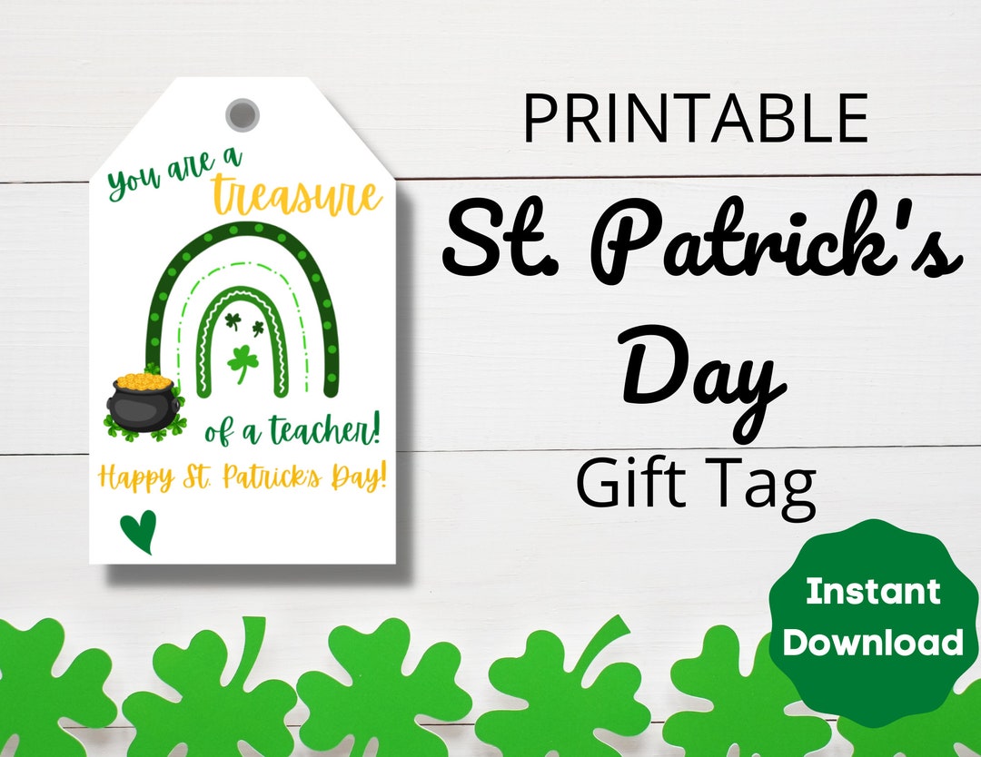 St. Patrick's Day Teacher Tag, Printable - Etsy