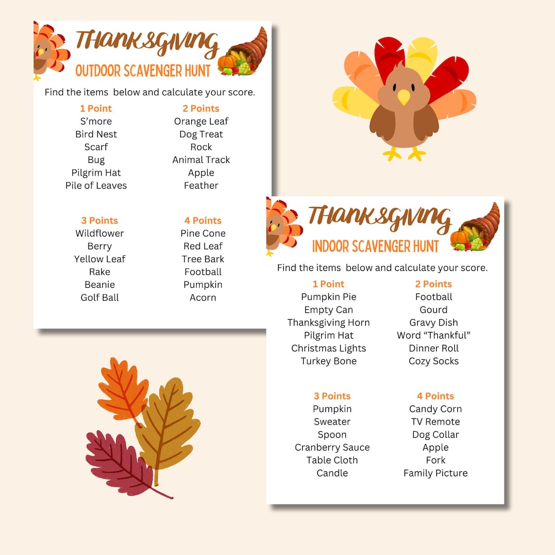 Thanksgiving Scavenger Hunts | Fun Thanksgiving Game | Printable ...