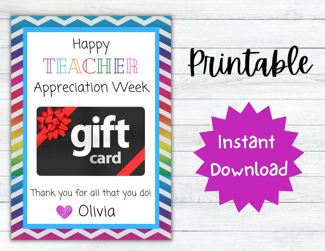 PRINTABLE Gift Card Holder, Teacher Thank You, Teacher Gift, Teacher ...