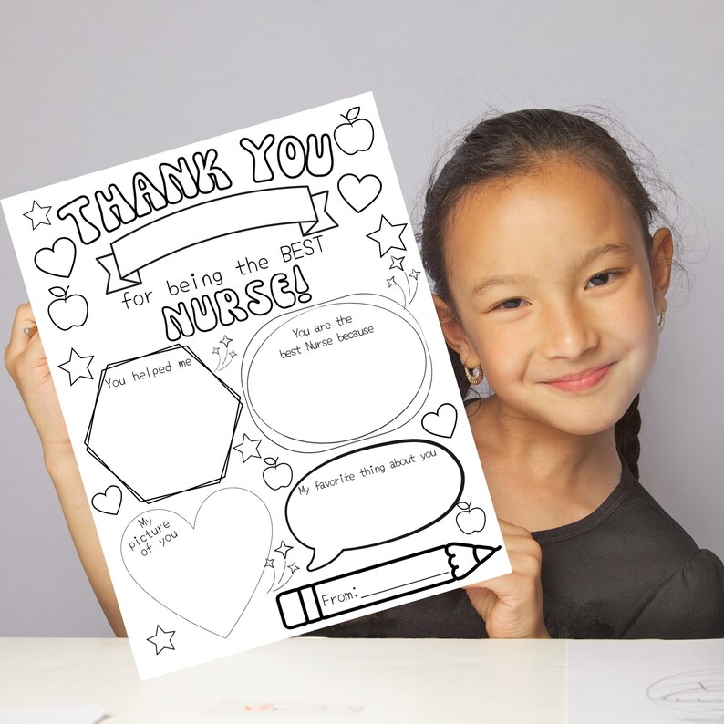 School Nurse Appreciation Coloring Page • Printable Thank You Gift ...