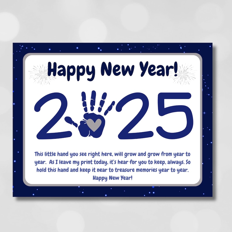 2025 New Years Handprint Art Poem, New Year Handprint Craft, Printable ...